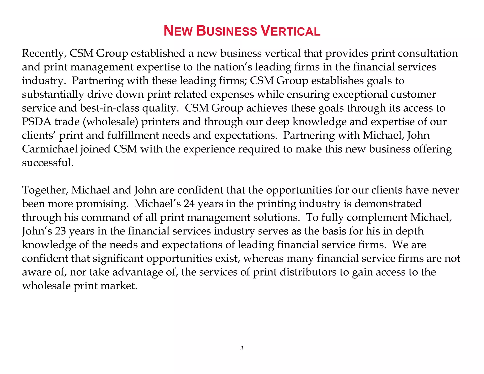 CSM Corporate Profile | PPT