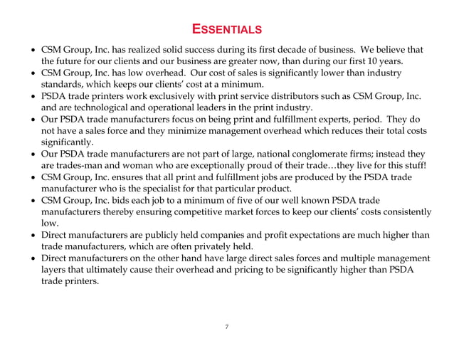 CSM Corporate Profile | PPT