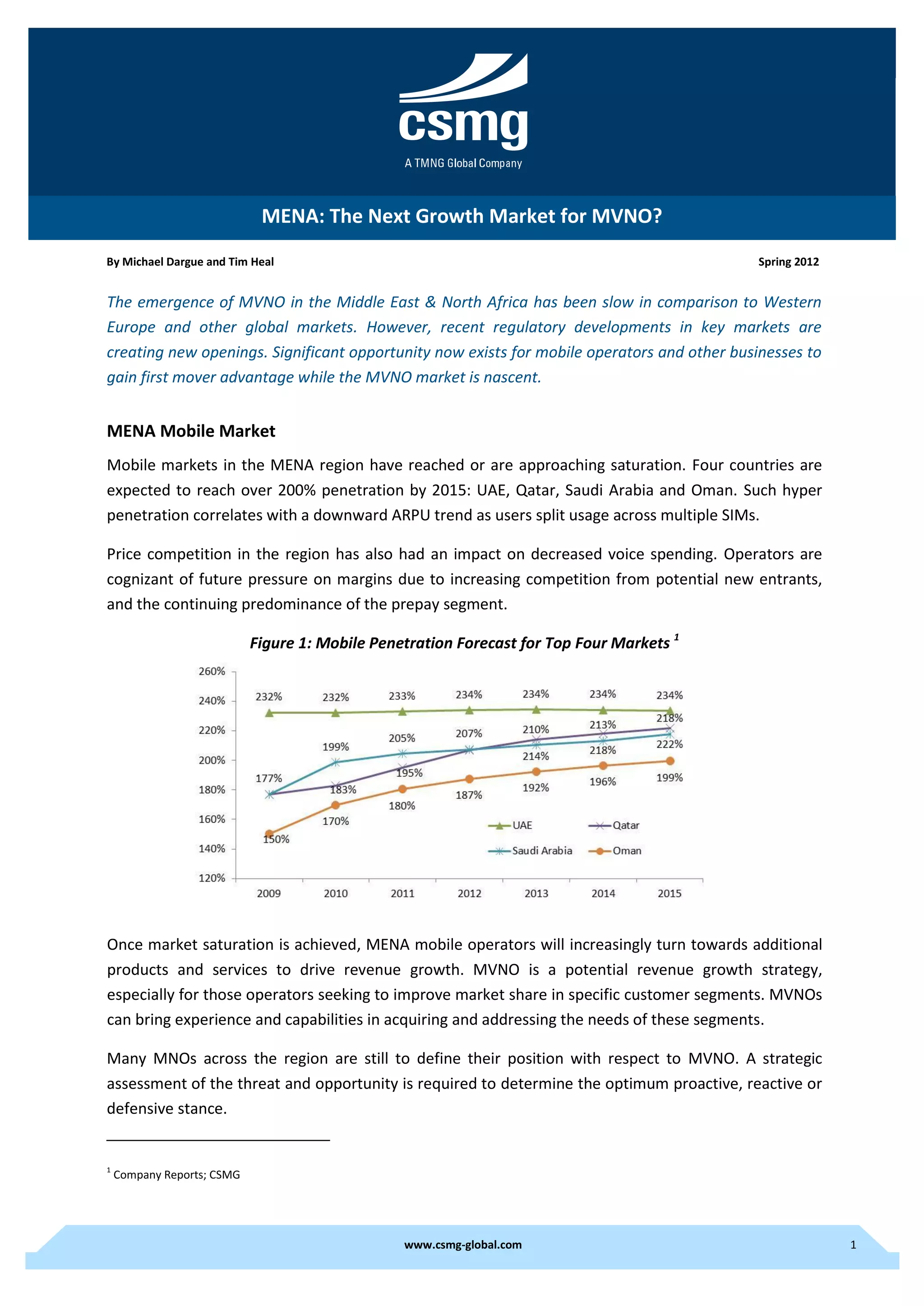 Middle East and North Africa: The Next Growth Market for MVNO? | PDF