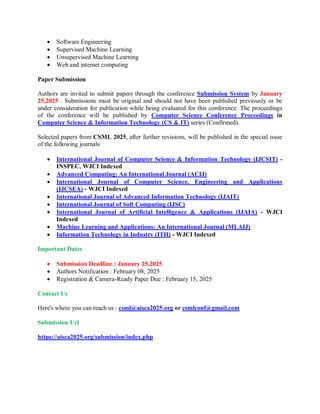 3rd International Conference on Computer Science and Machine Learning (CSML 2025) | PDF