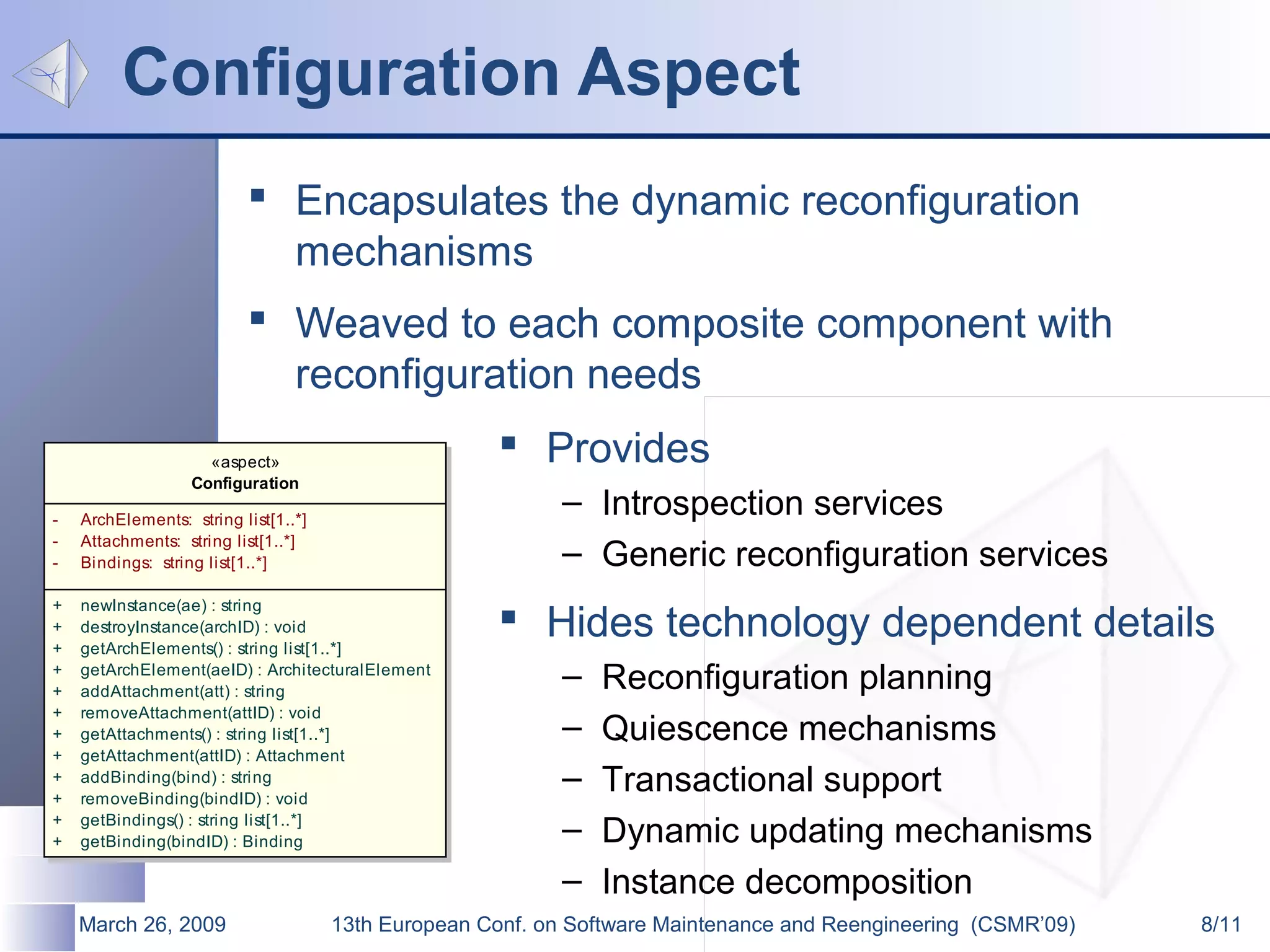 Handling The Dynamic Reconfiguration Of Software Architectures Using