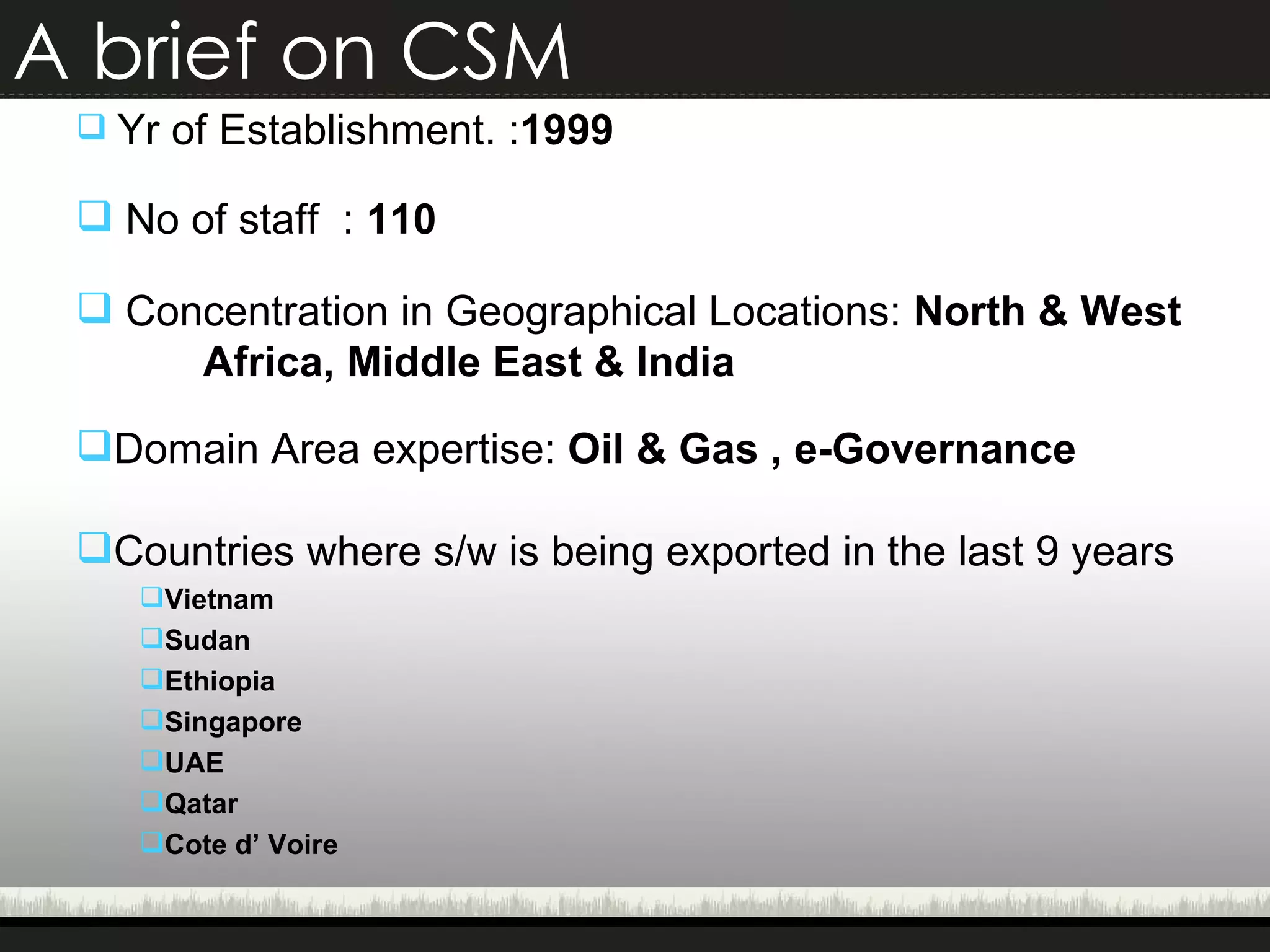 CSM Technologies | PPT