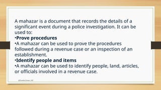 CSM Unit 2 Evidence Recovery Log, Mahazar, Forwarding and Authorisation Letters.pptx