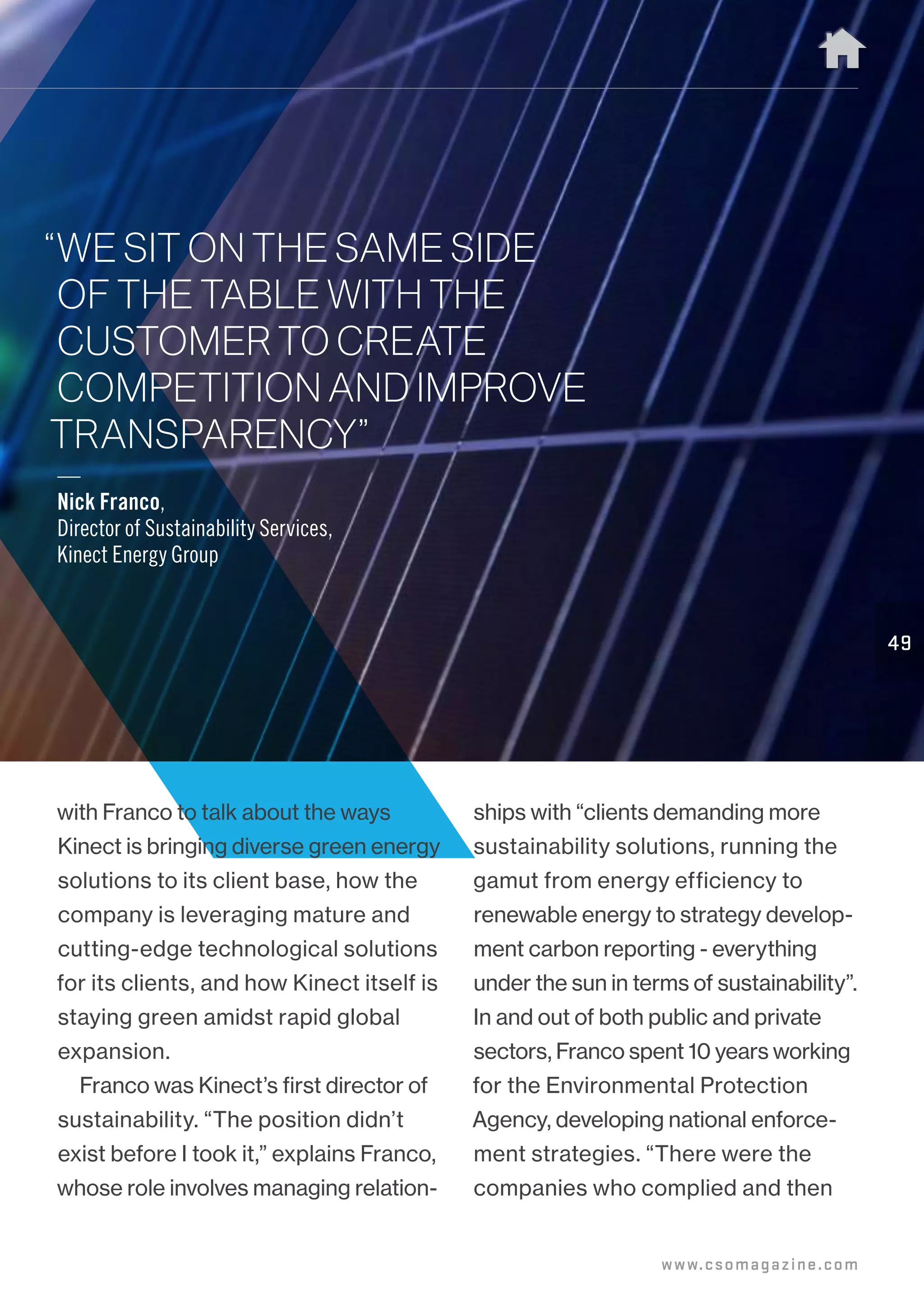 CSO Magazine Interview with Kinect Energy's Nick Franco | PDF
