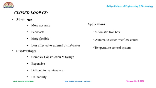 Introduction to control system( open loop & closed loop system) | PPT