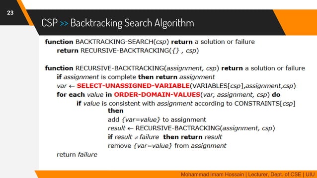AI 7 | Constraint Satisfaction Problem | PDF