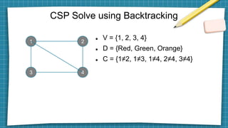 Constraint satisfaction Problem Artificial Intelligence | PPTX
