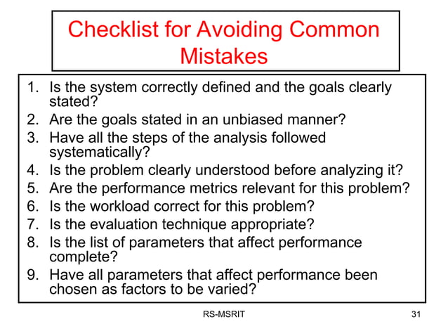 Computer System Performance Analysis CSE | PPT