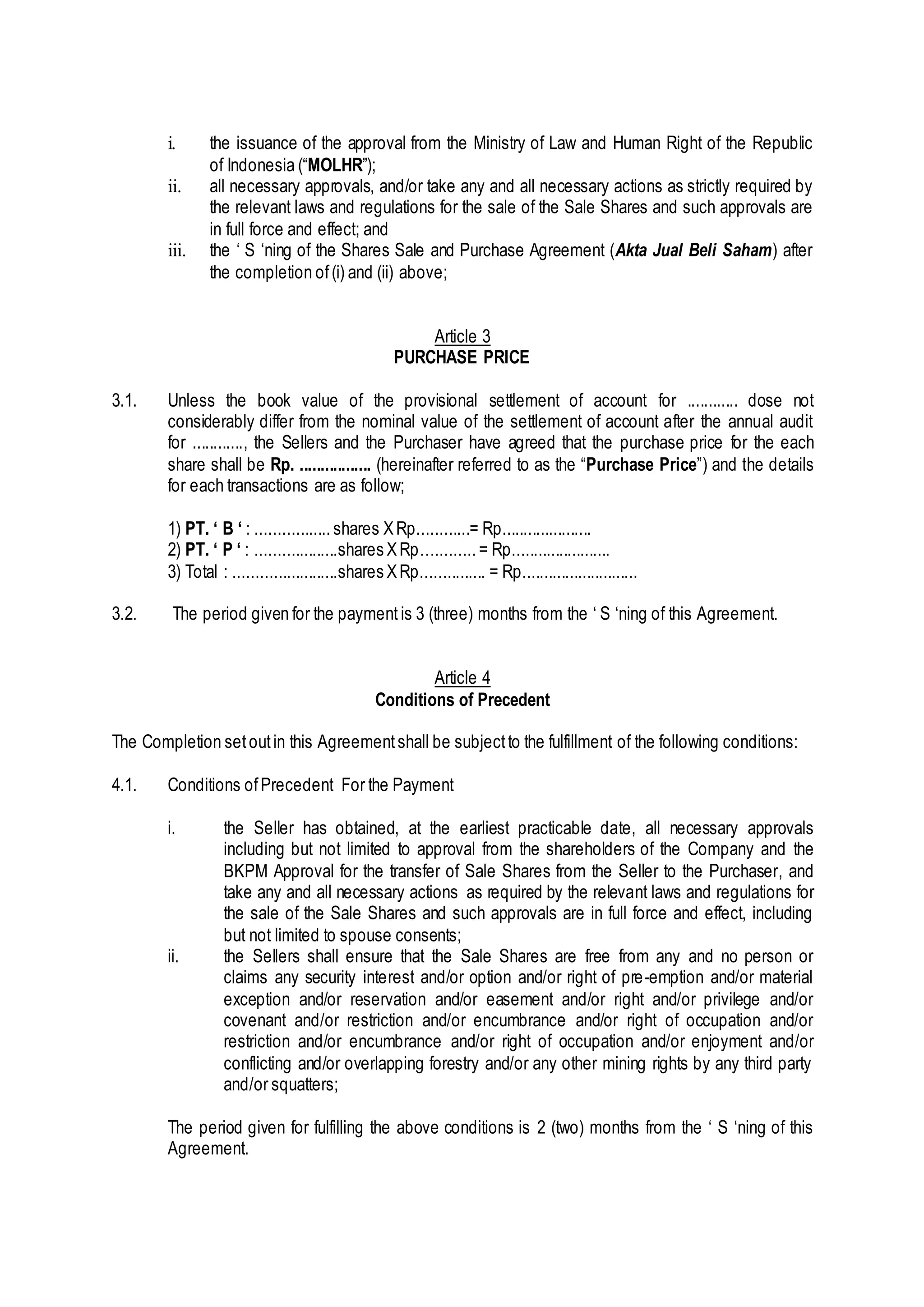 Conditional Sale and Purchase Agreement / Contract (Purchase this doc ...