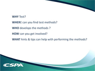 CSPA Product Evaluation and Test Methods | PPTX