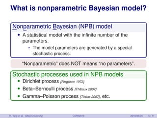 Nonparametric Bayesian models for AR and ARX identification (CSPA 2016) | PPT