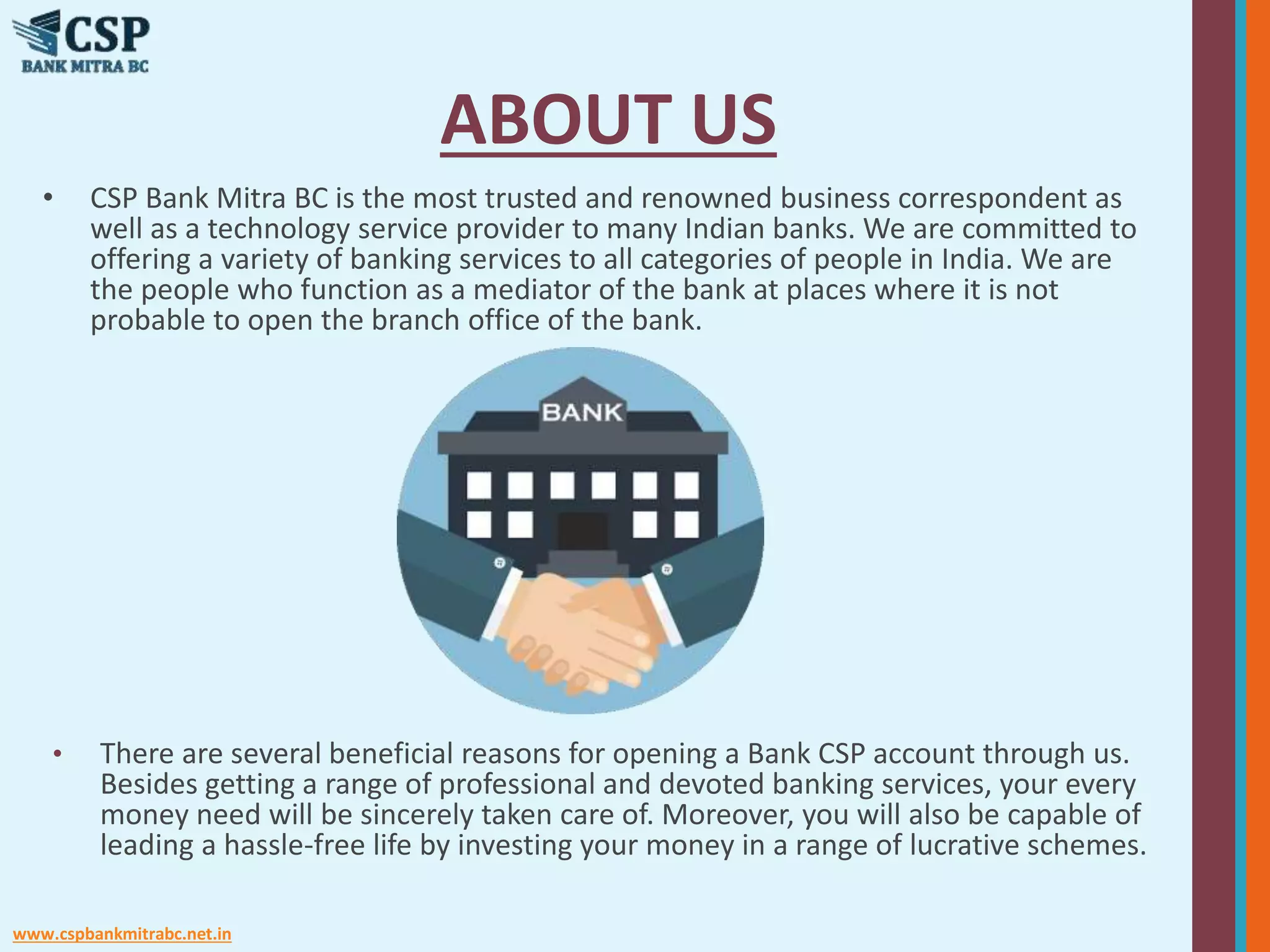CSP Bank Mitra BC-Your trusted partner for All Bank CSP | PPTX