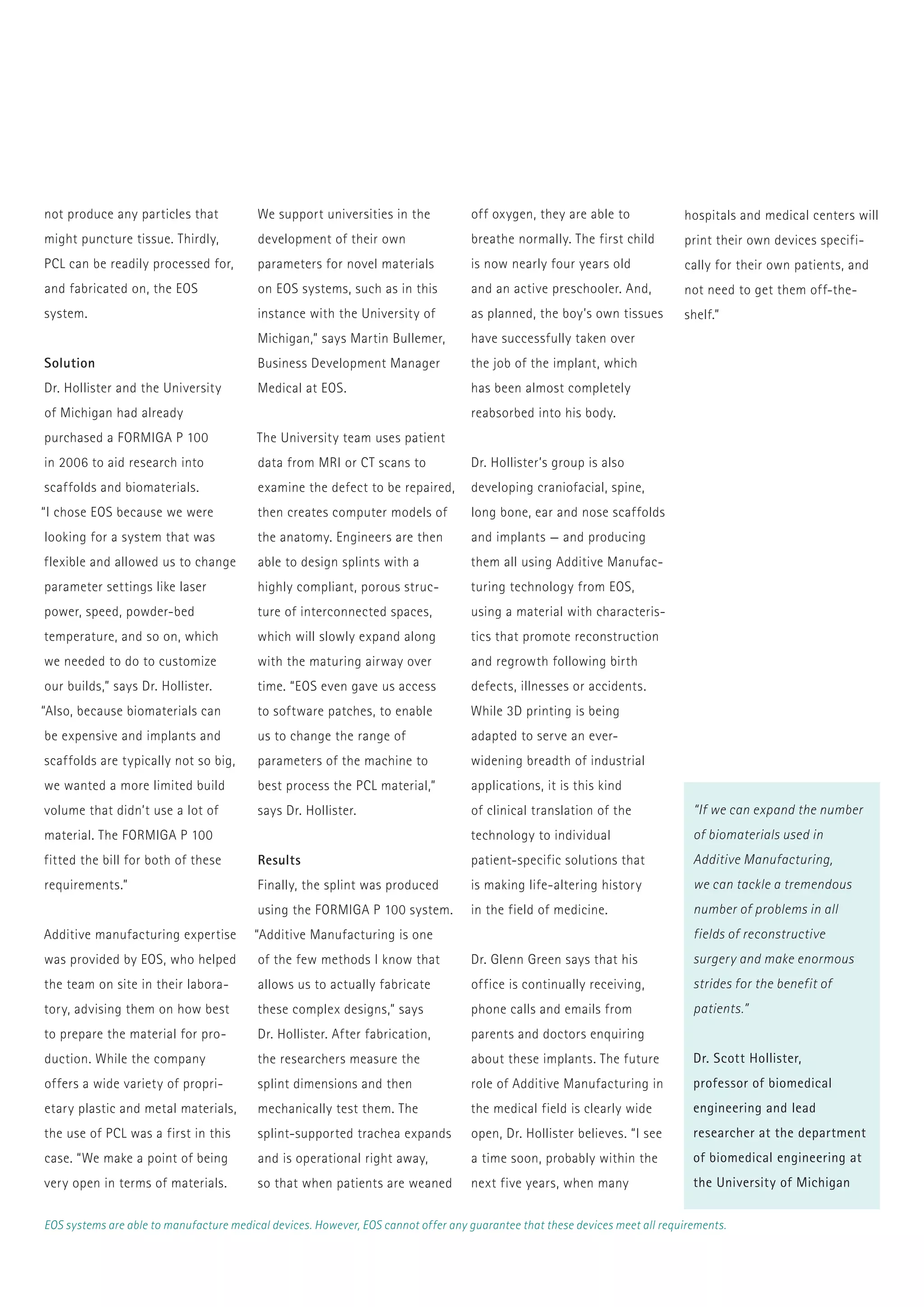 University of Michigan live-saving tracheal splints using the EOS ...
