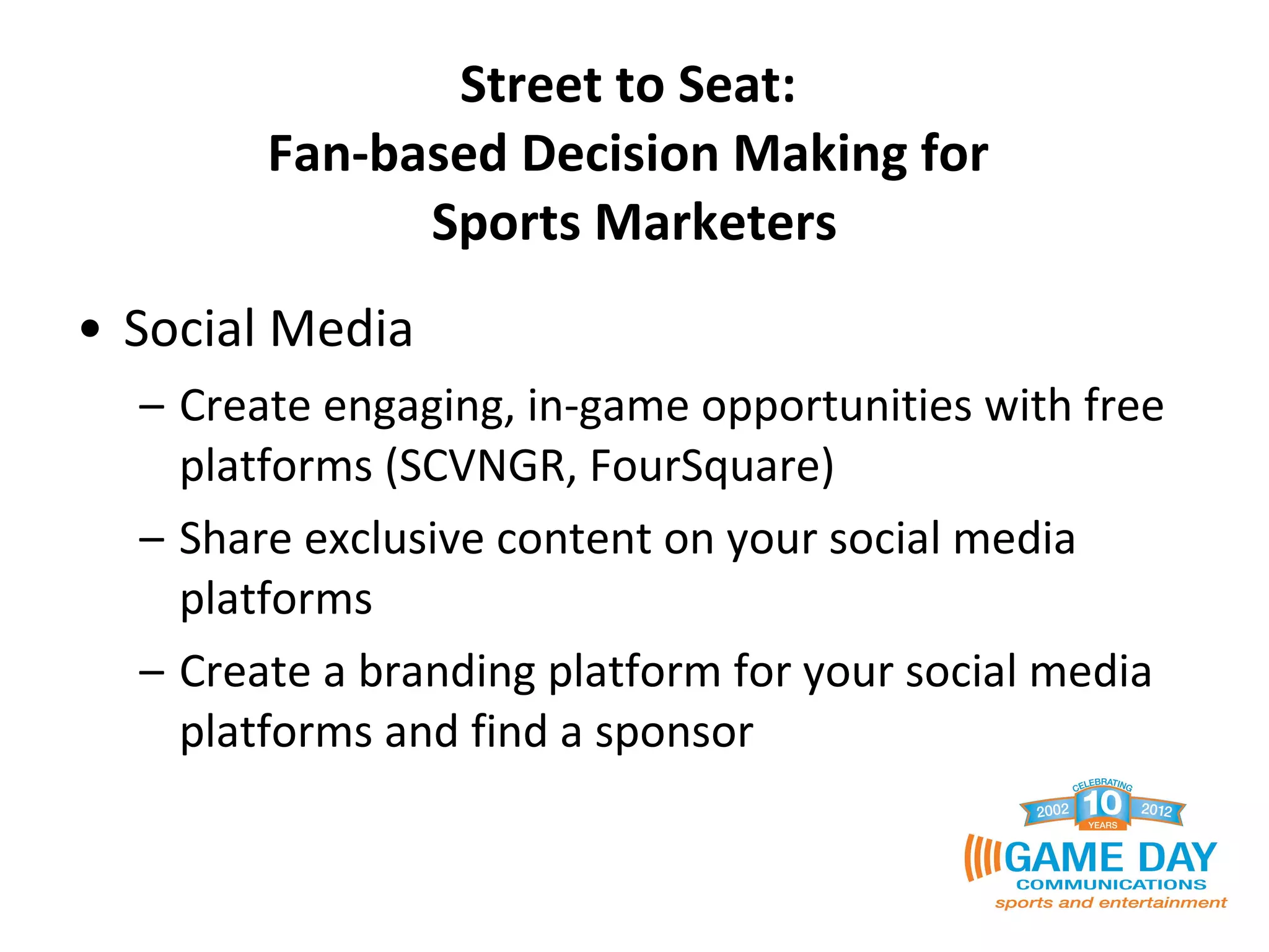 Sports Fan-based Decision Making | PPT