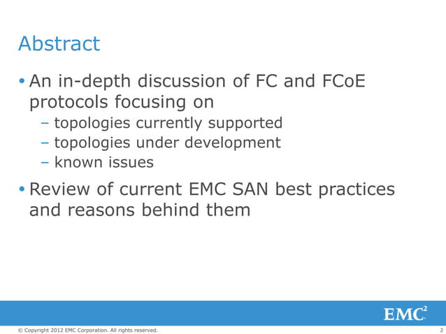 FC/FCoE - Topologies, Protocols, and Limitations ( EMC World 2012 ) | PPT