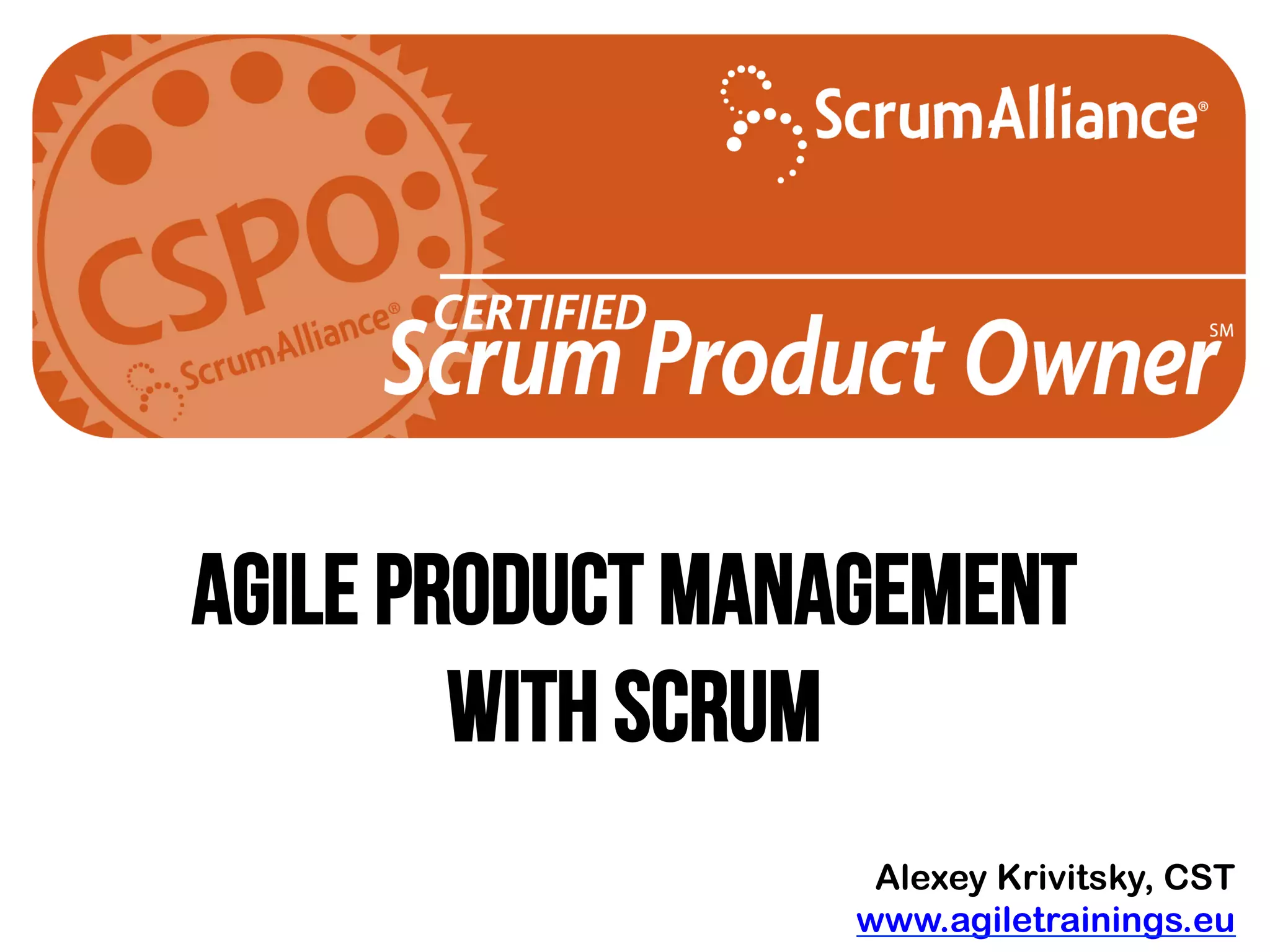 Certified Scrum Product Owner: class desk, posters and photos | PDF