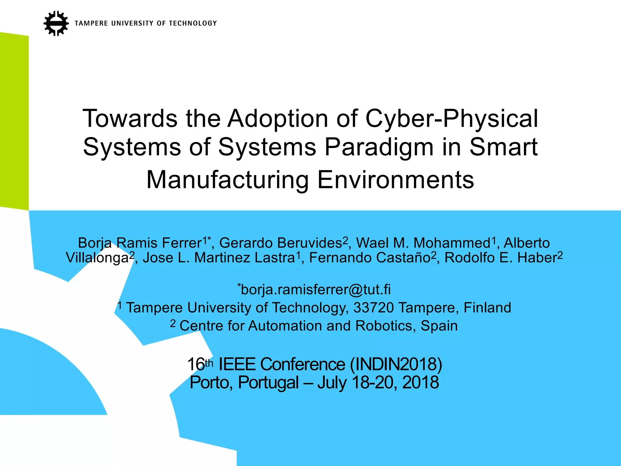 Towards the Adoption of Cyber-Physical Systems of Systems Paradigm in Smart Manufacturing ...