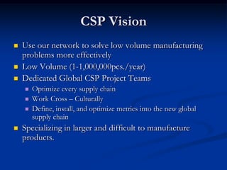 Csp Presentation2007 | PPTX | Manufacturing Industry | Industries