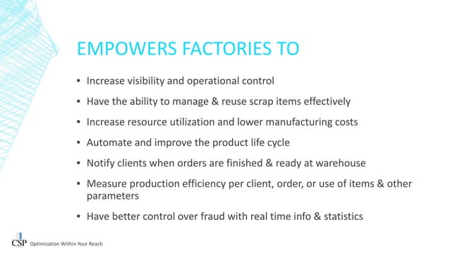 CSP Solutions Production Planning Software | PPT