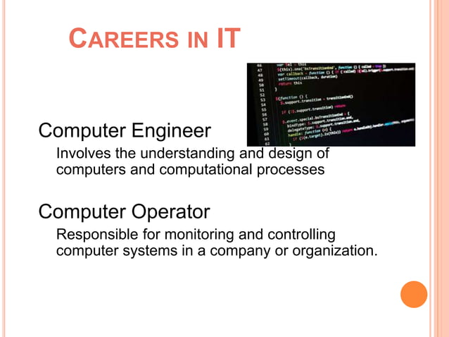 ppt on career options after 12 in IT sector | PPTX | IT and Internet Support | Internet
