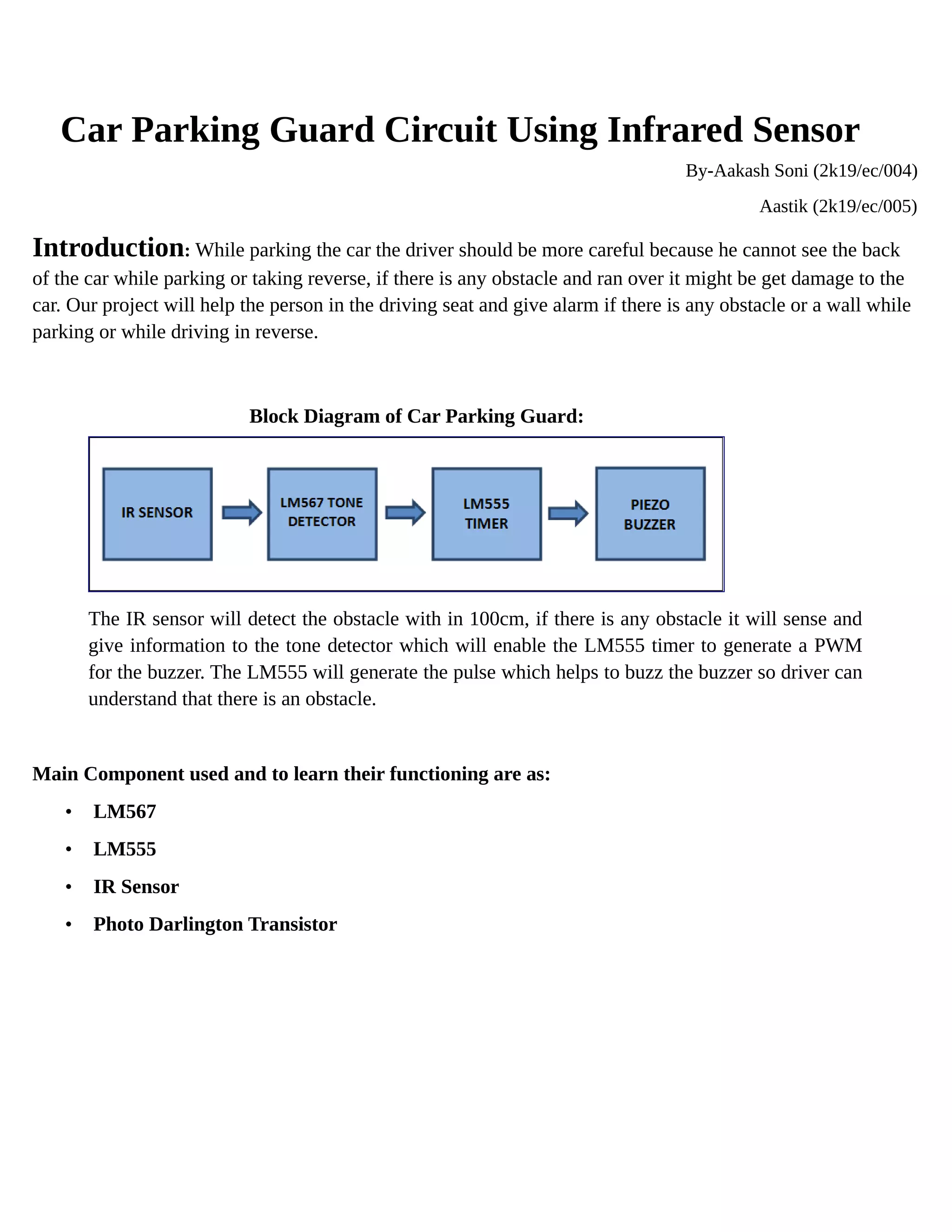 Car parking using IR sensor | PDF