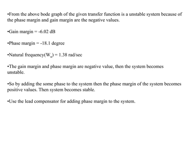 CONTROL SYSTEMS PPT ON A LEAD COMPENSATOR CHARACTERISTICS USING BODE ...