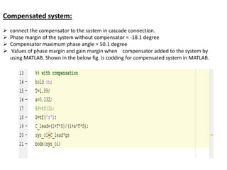 CONTROL SYSTEMS PPT ON A LEAD COMPENSATOR CHARACTERISTICS USING BODE ...