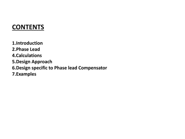 CONTROL SYSTEMS PPT ON A LEAD COMPENSATOR CHARACTERISTICS USING BODE DIAGRAM FOR MAXIMUM OF 50 ...