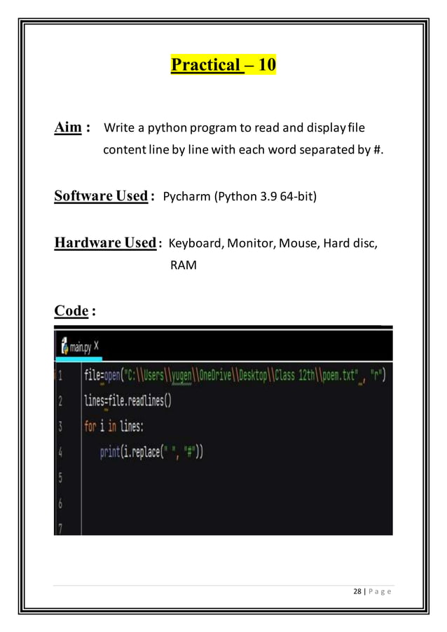 Computer Science Practical File class XII | DOCX | Programming ...