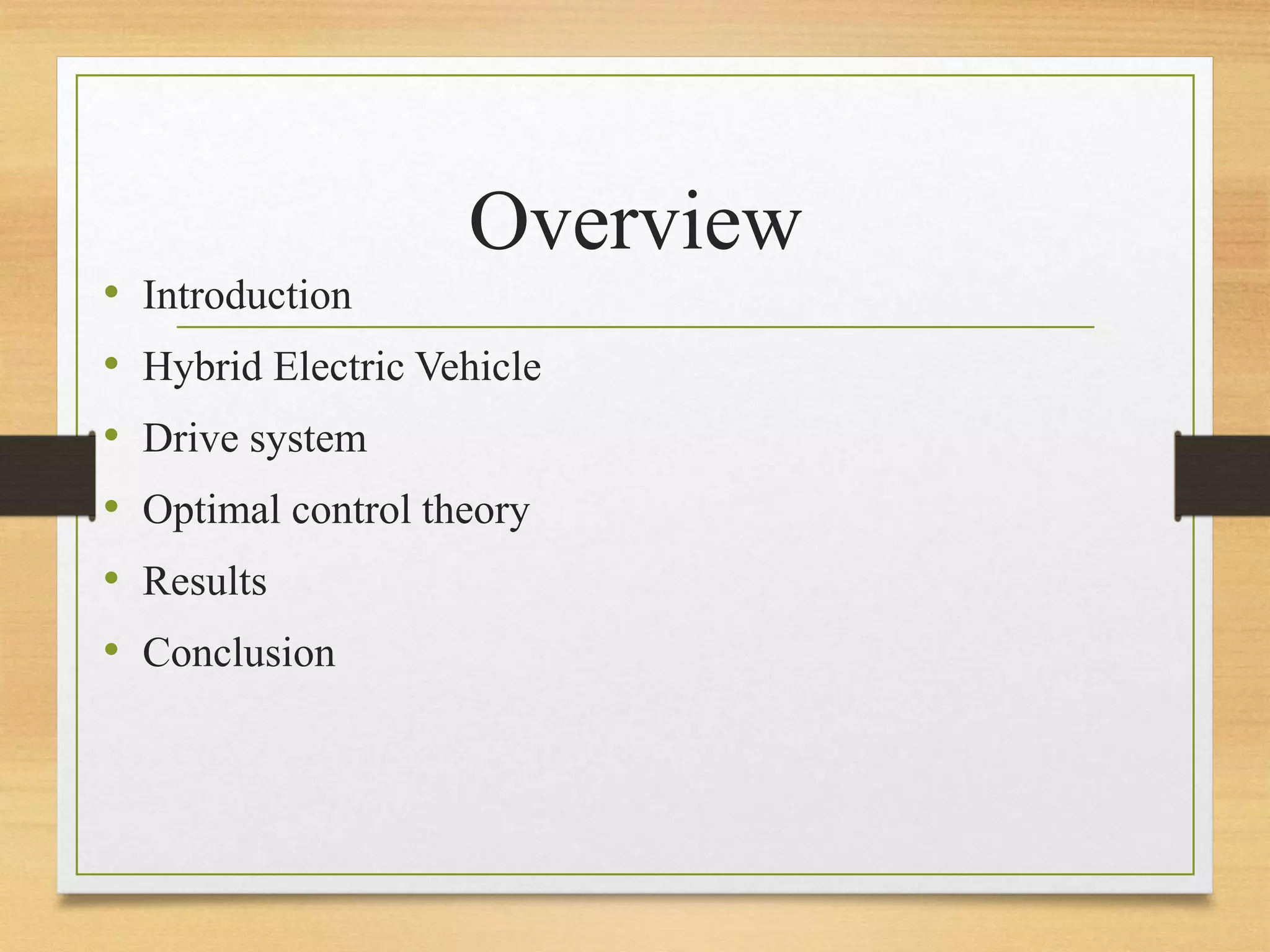 Application of Optimal Control theory to HEV | PPT
