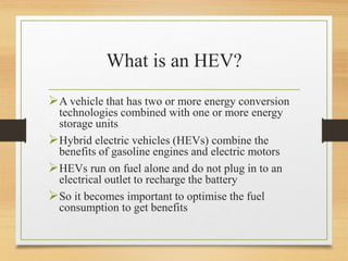 Application of Optimal Control theory to HEV | PPTX