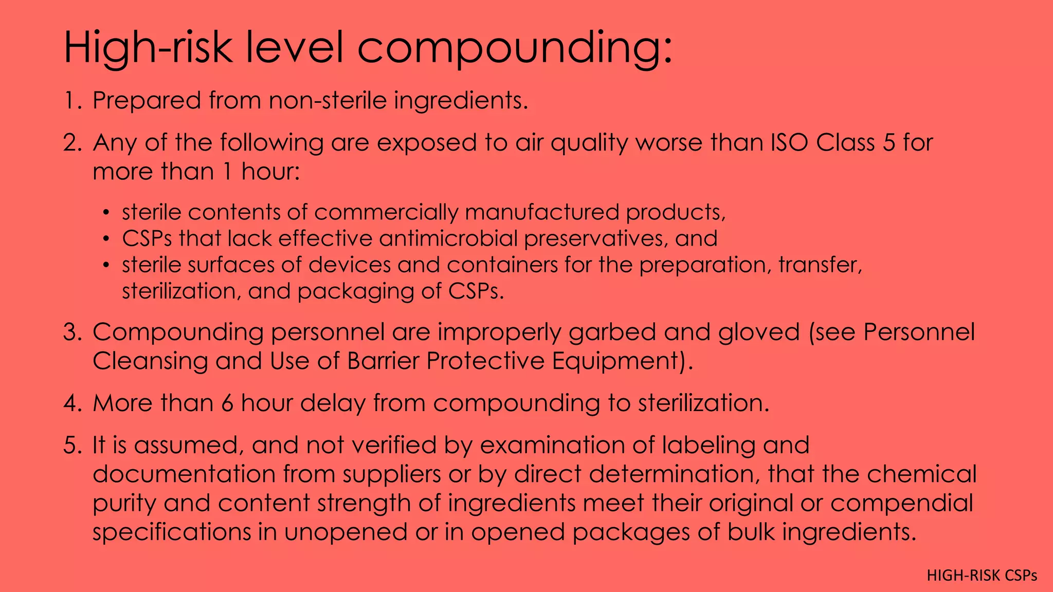 USP 797 CSP Risk Categories | PPTX