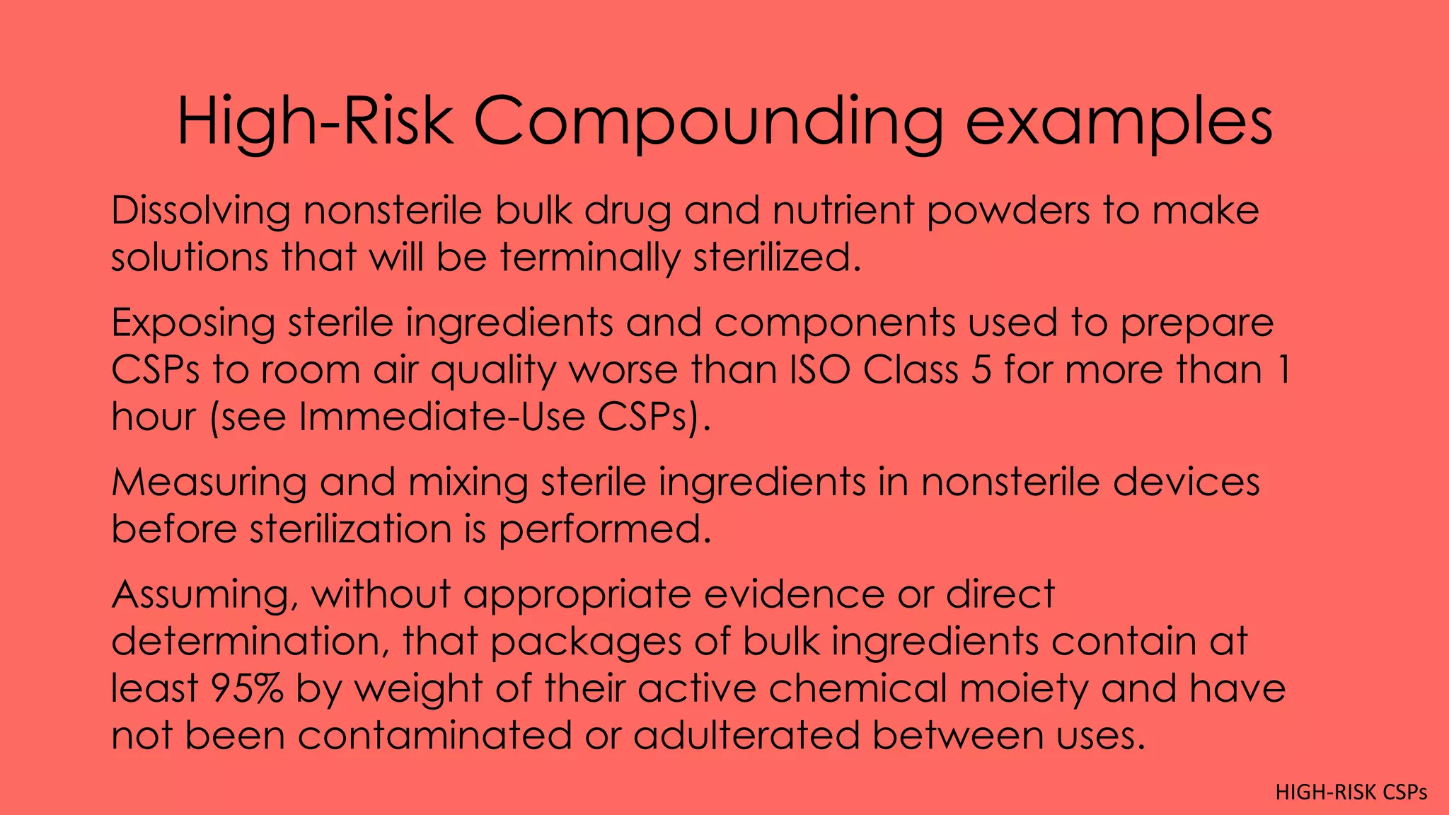 USP 797 CSP Risk Categories | PPTX
