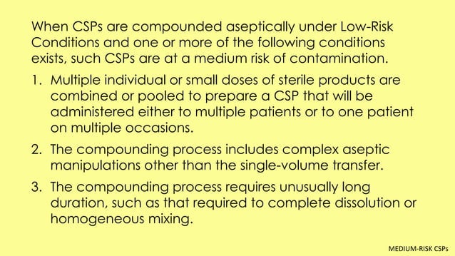 USP 797 CSP Risk Categories | PPTX | Home Appliances | Home & Garden