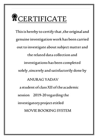 computer science project on movie booking system | DOCX