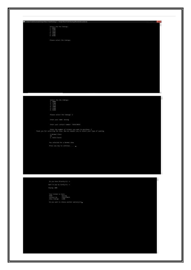 computer science project on movie booking system | DOCX | Programming Languages | Computing