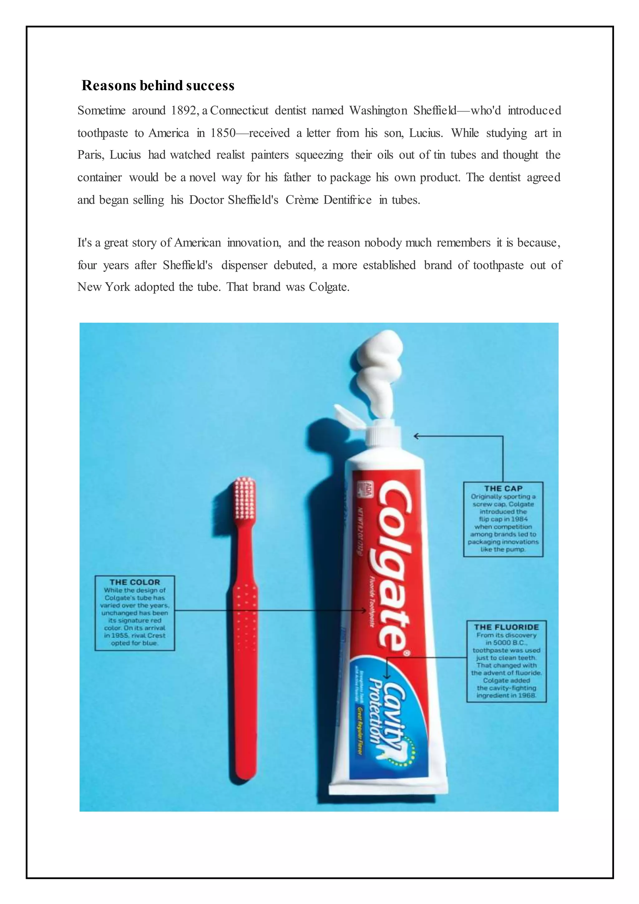 A comprehensive report on strategy analysis of Colgate. | DOCX