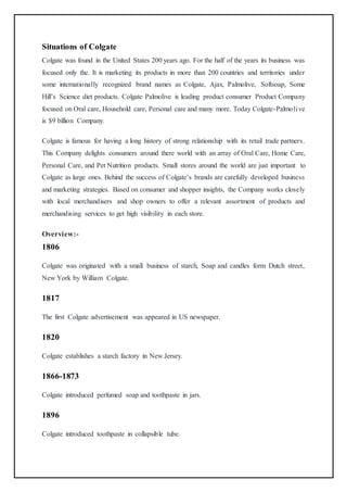 A comprehensive report on strategy analysis of Colgate. | DOCX