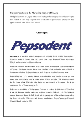 A comprehensive report on strategy analysis of Colgate. | DOCX