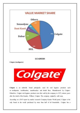 A comprehensive report on strategy analysis of Colgate. | DOCX