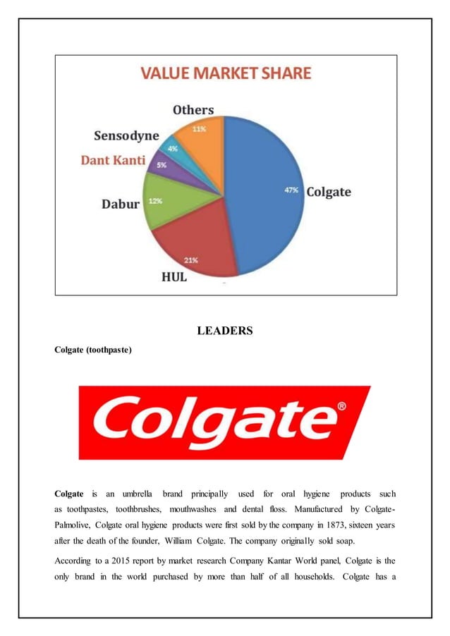 A comprehensive report on strategy analysis of Colgate. | DOCX