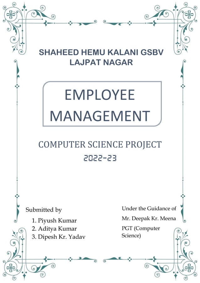 Employee Management (CS Project for 12th CBSE) | PDF