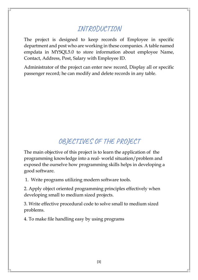 Employee Management (CS Project for 12th CBSE) | PDF