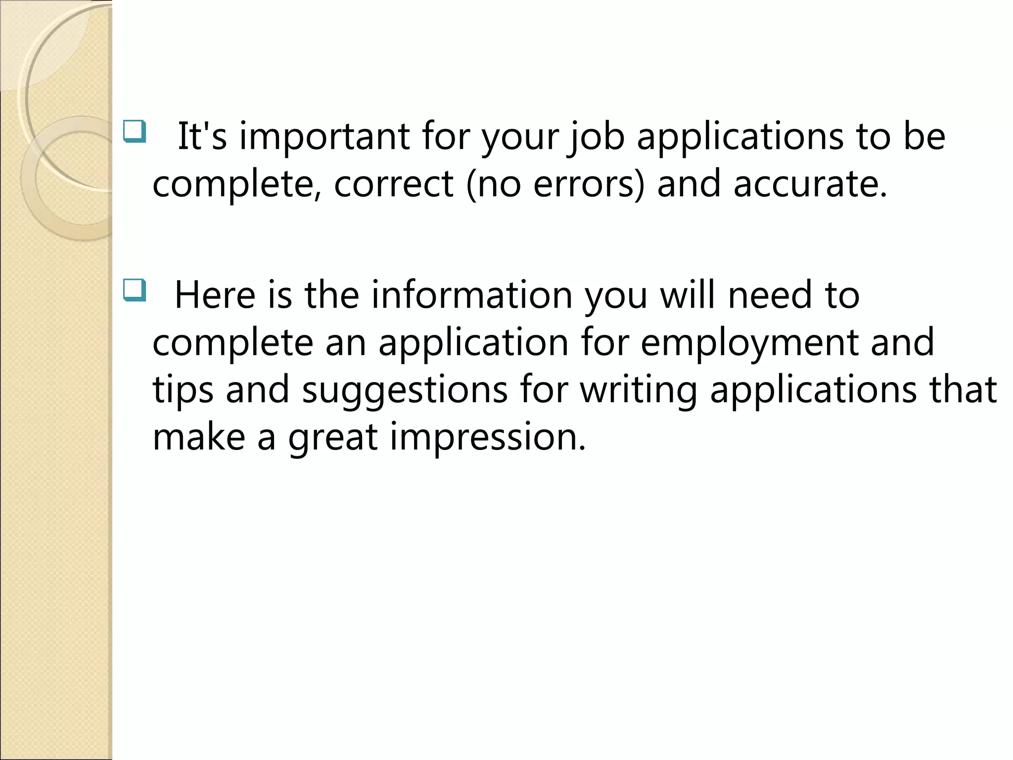 Job Application | PPT