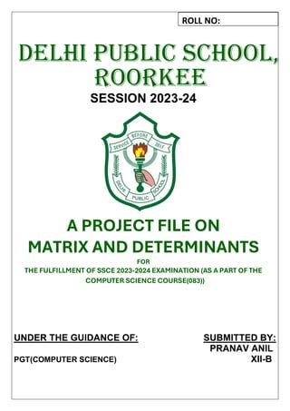 Computer Science CS Project Matrix CBSE Class 12th XII .pdf