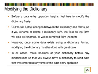 CSPro Workshop P-3 | PPT