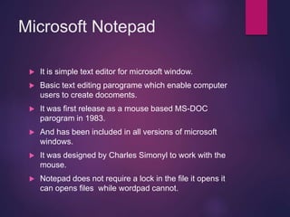Text editor softwares cs ppt | PPT