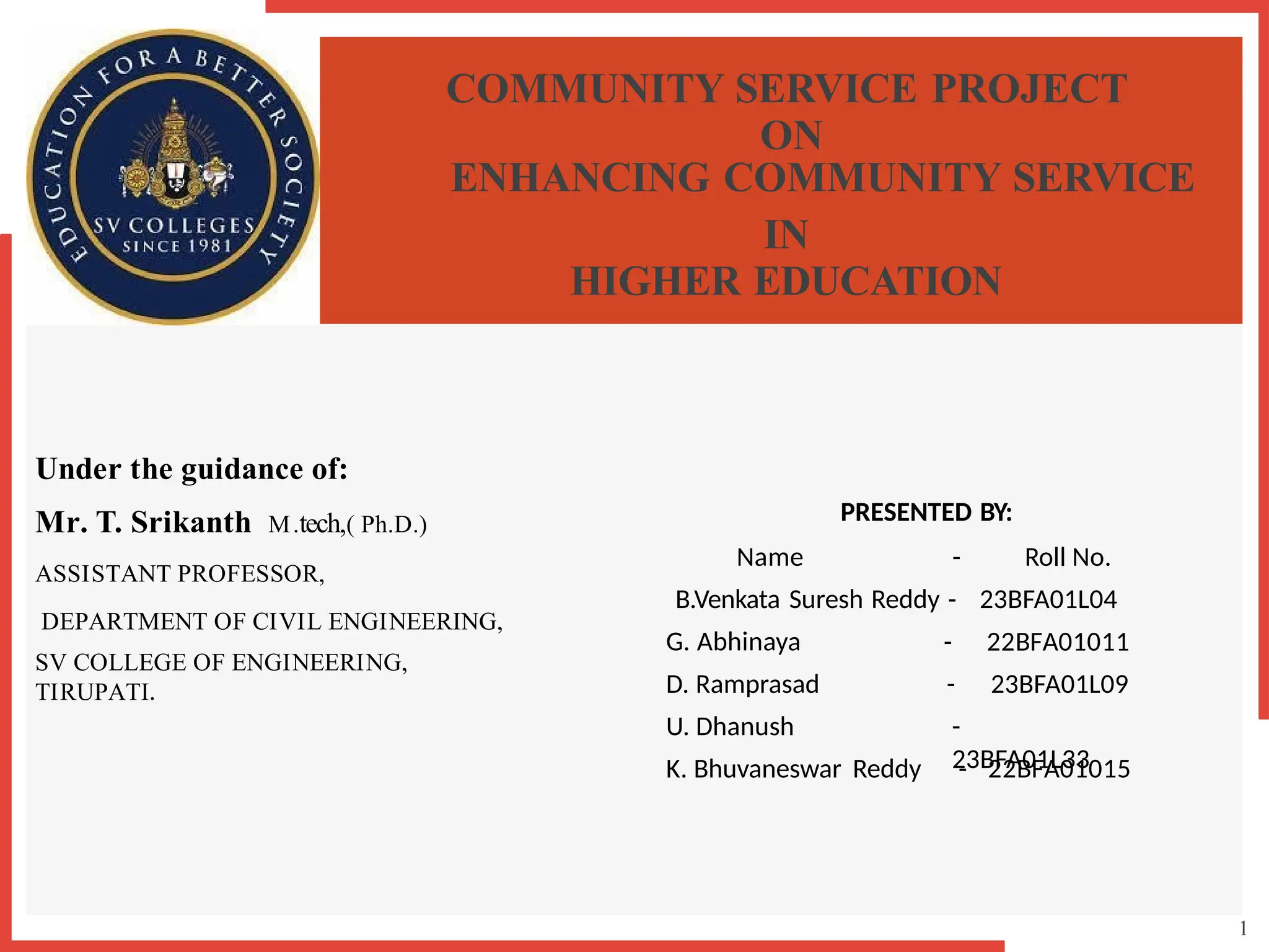 CSP SECOND REVIEW of community service projects | PPT