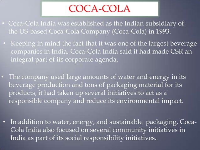 CSR Activity By Coca Cola | PPTX