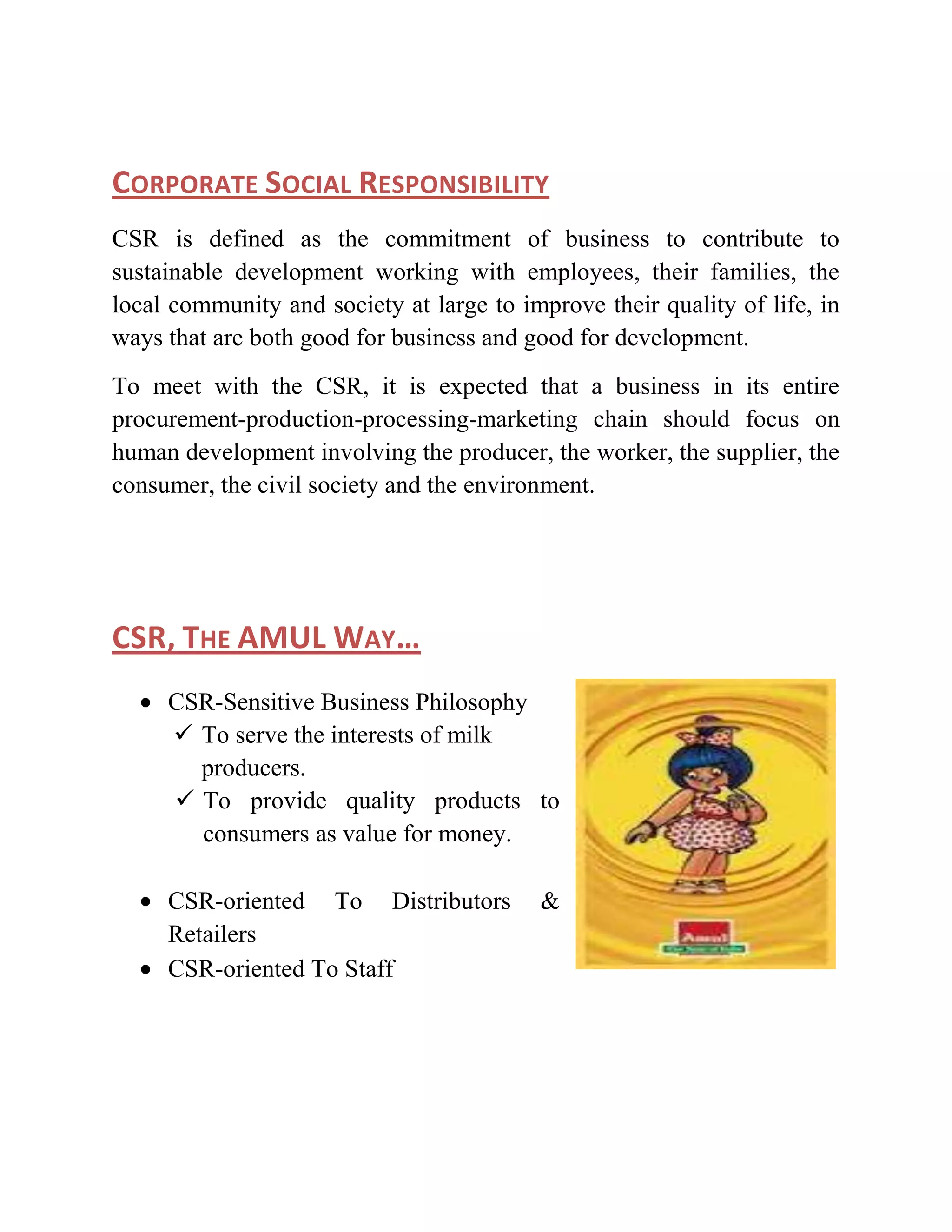 CSR Activities by AMUL | DOCX